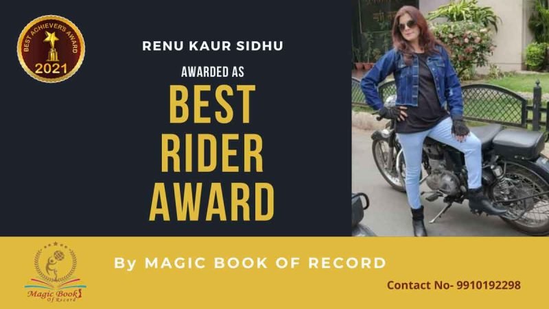 Renu Kaur Sidhu - Best Rider Award -Maharashtra - Magic Book of Record